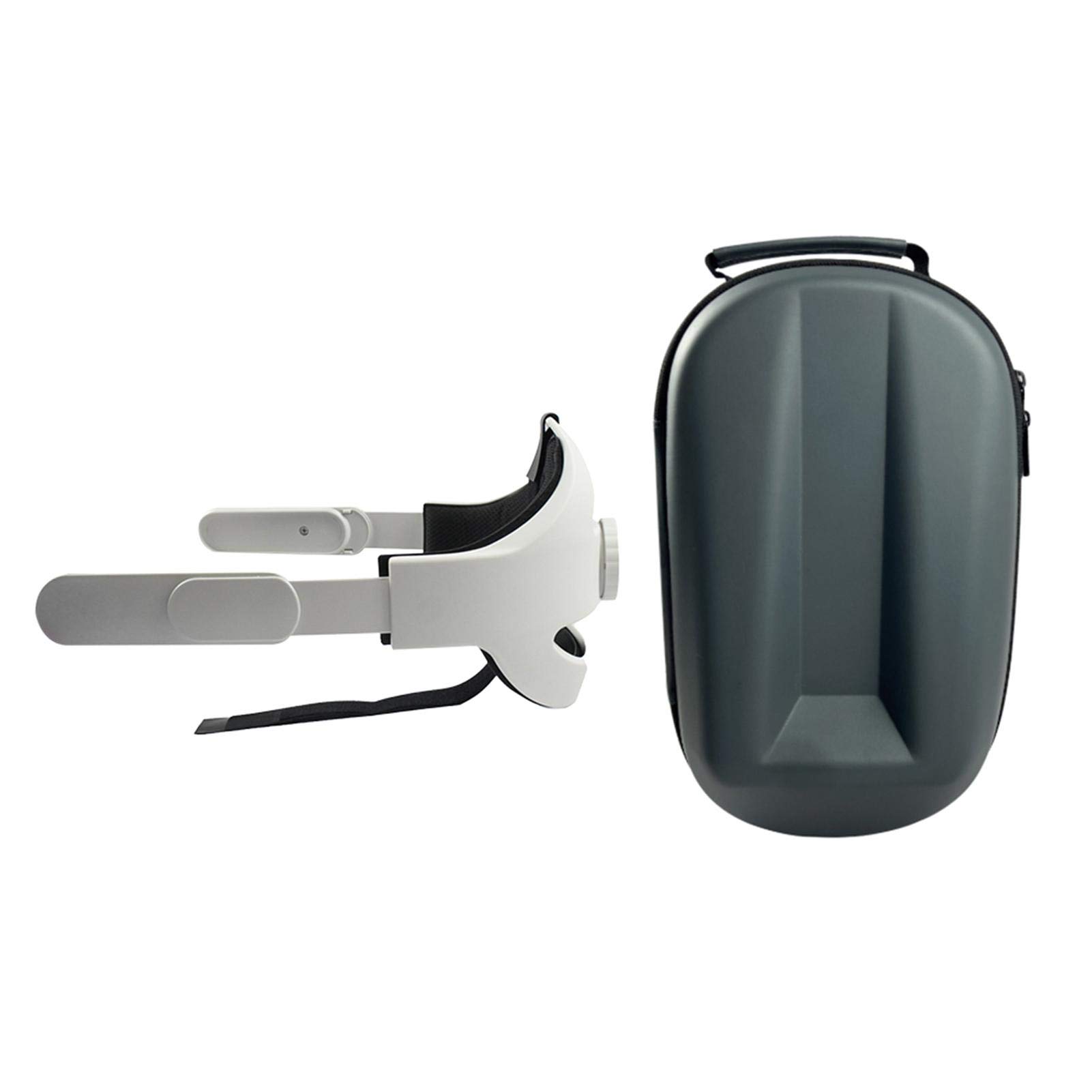 SELPONT Djustable Head Strap for Oculus Quest 2 VR Headset Shockproof Carrying Case PU Leather Storage Box w/Zipper