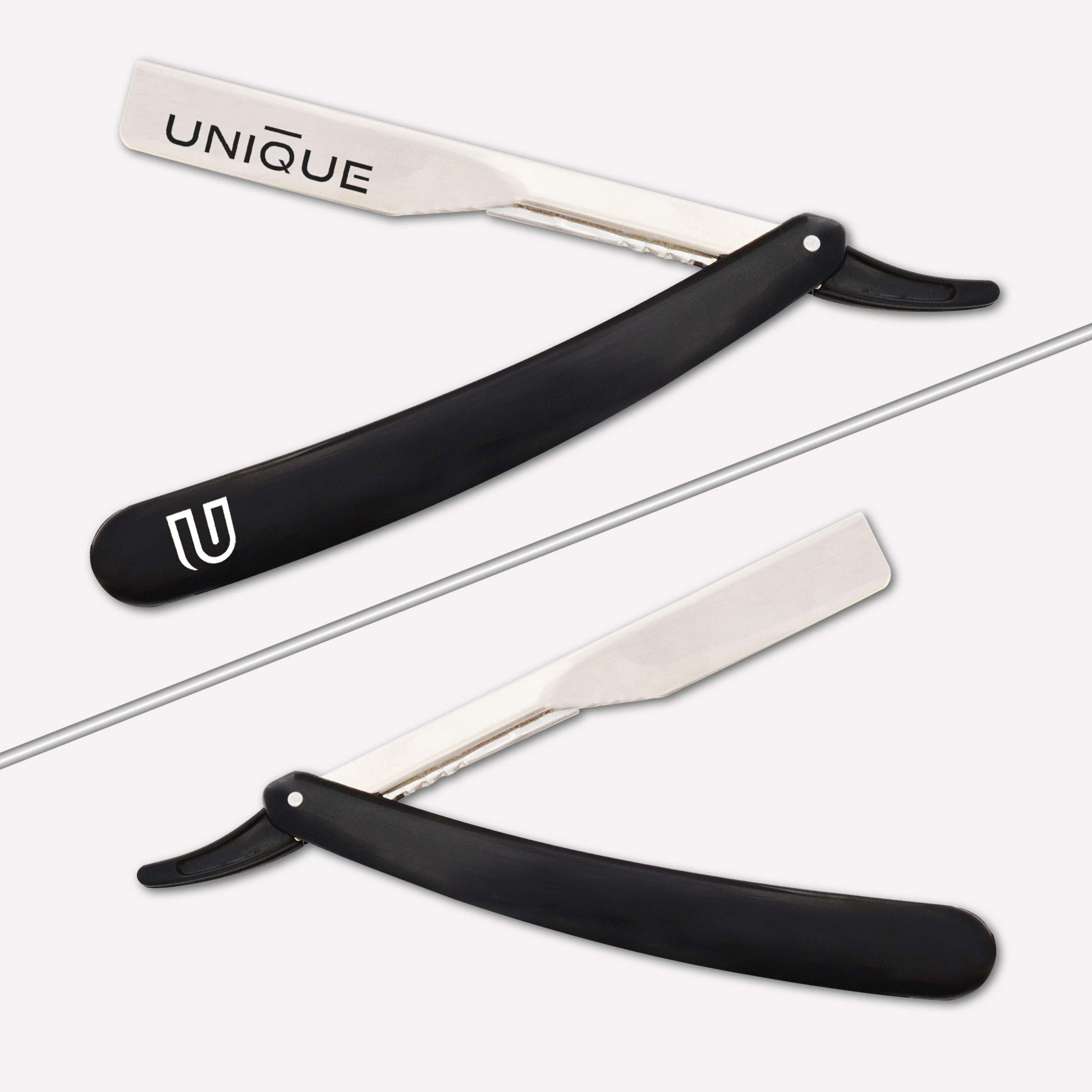 Professional Barber Finger Razor Straight Beard Head Shaving Cut Throat + Blades