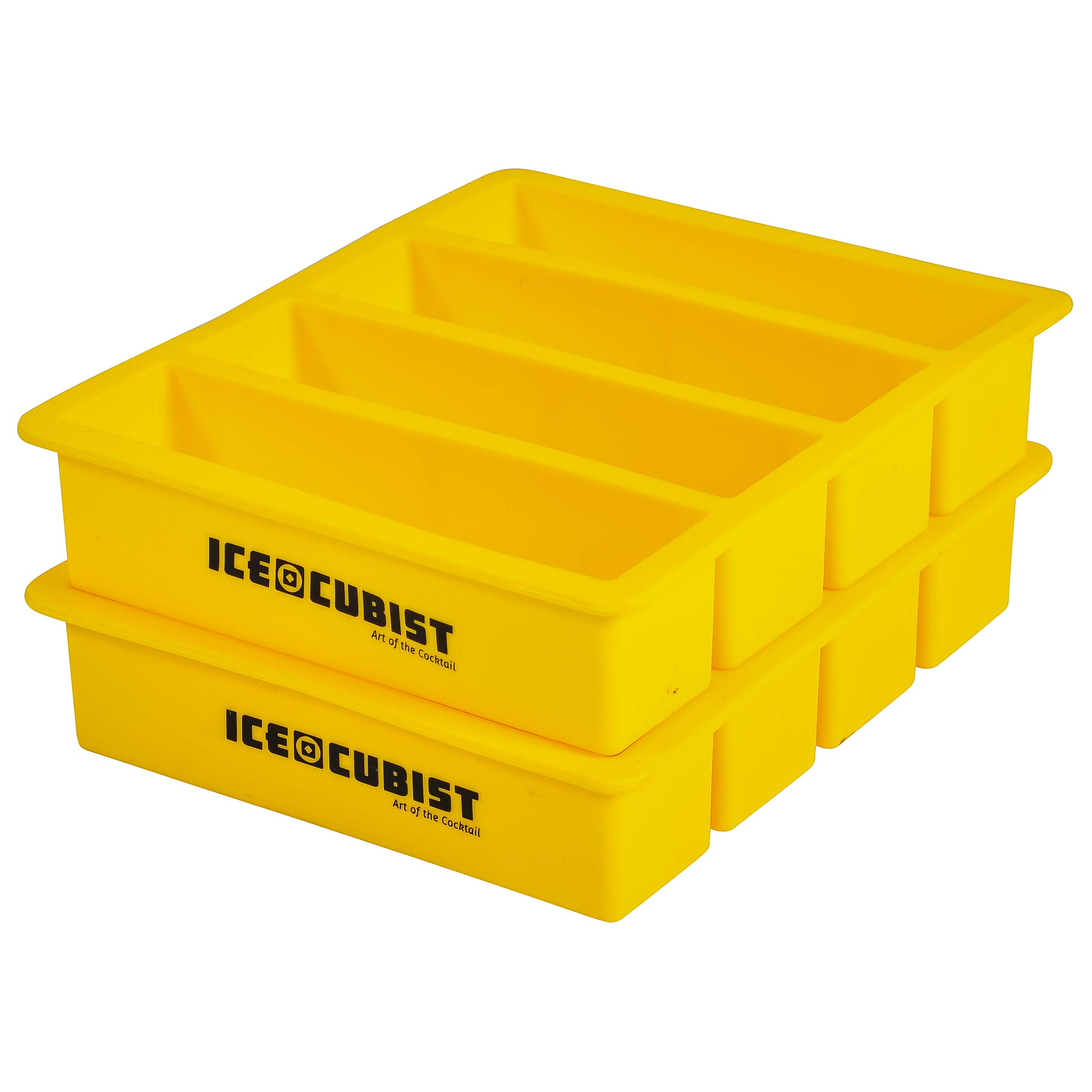 Rectangular Collins Ice Cube Mold - For Cocktail, Whiskey, Butter and More - BPA Free Silicone - 2 Trays - 4 Large Ice Cubes Per Tray