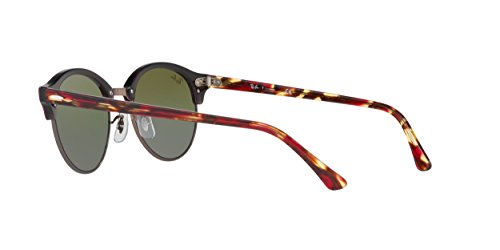Ray-Ban RB4246 Clubround Round Sunglasses, Top Bordeaux On Transparent/Light Grey Mirrored Rainbow, 51 mm