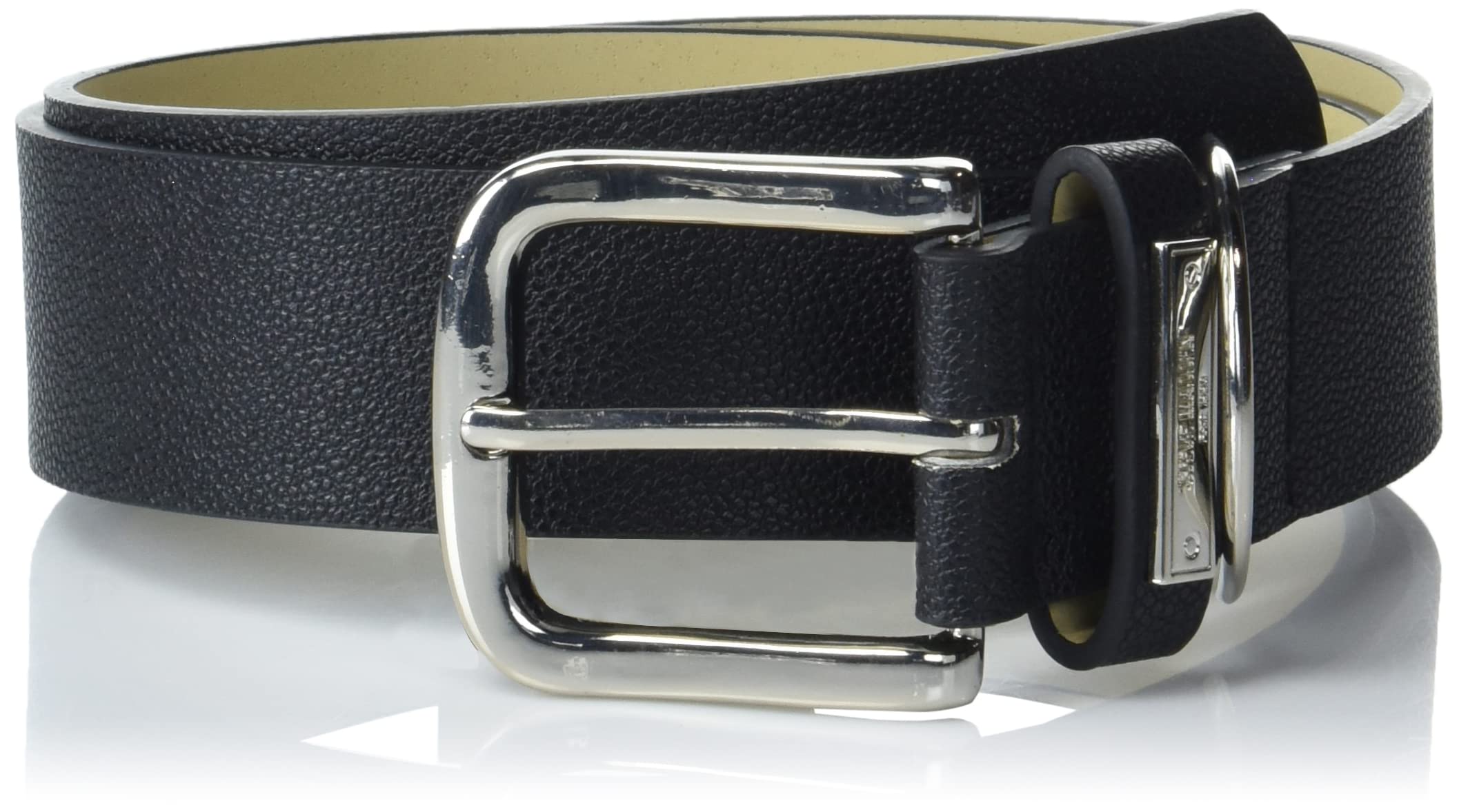 Steve Madden mens D Ring Logo Belt, Black, Medium US