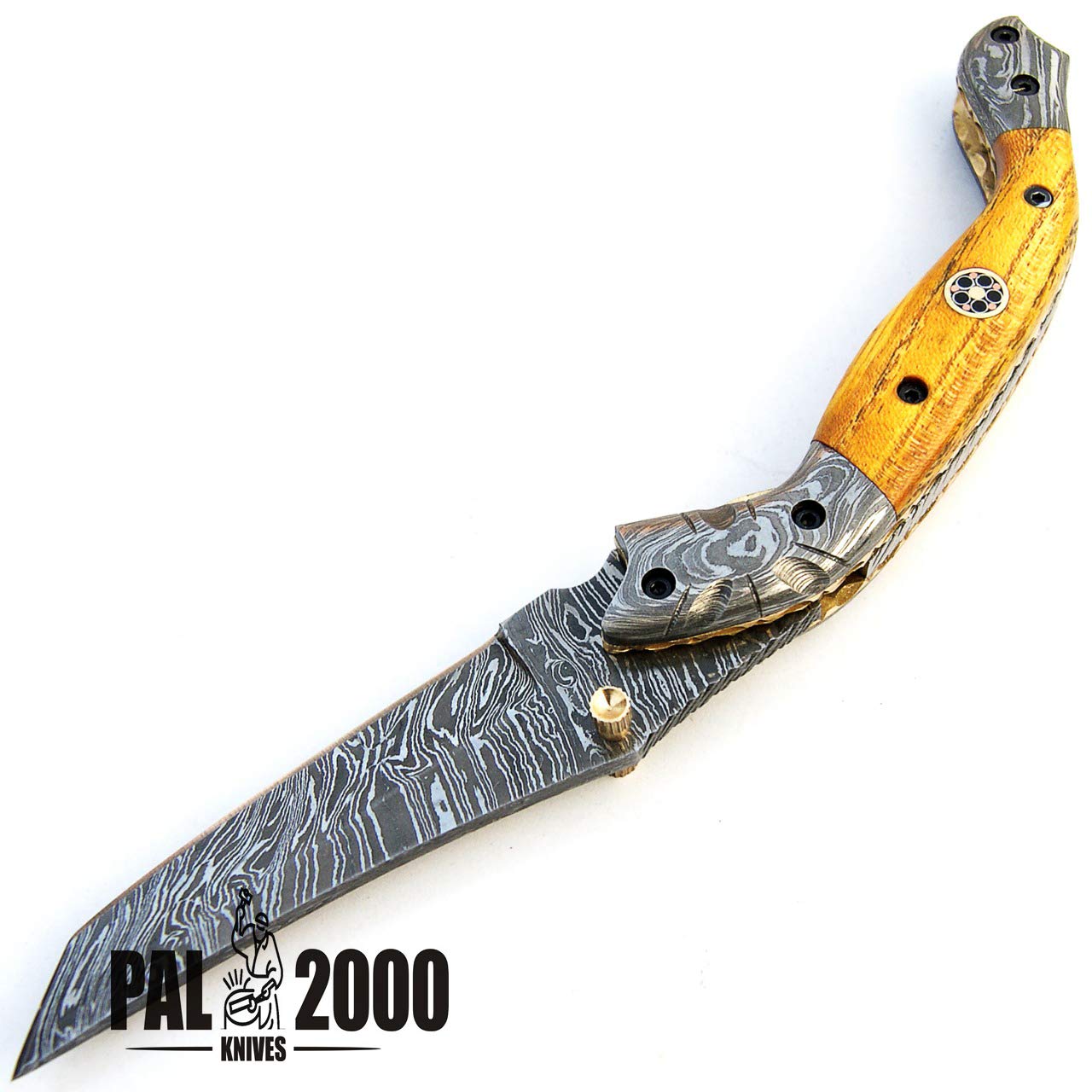 PAL 2000 KNIVES Damascus Folding Knife Handmade Damascus Steel Hunting Knife Damascus Pocket Knife 9374
