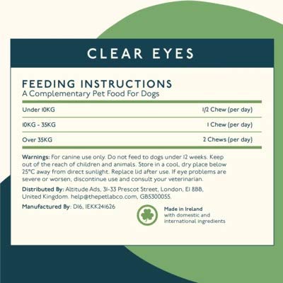 Petlab Co. Clear Eye Chews Dog Tear Stain Remover & Eye Wipe Alternative | Enhanced with Cranberry Extract Vitamin C & Eyebright | May Help Reduce Tear Stains & Supports Immunity