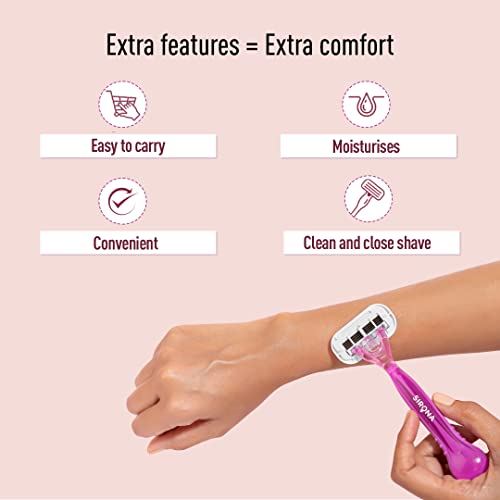 Sirona Reusable Hair Removal Razor for Women with Aloe Boost, 4 Blade Shaving Razor - (Pack of 1, Purple)