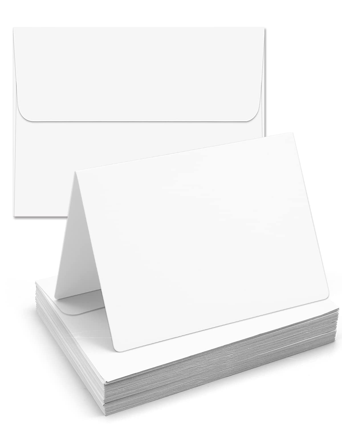 Poever Blank-Cards-and-Envelopes 60 Pack - 4 x 5.5 Folded Cardstock with A2 White Envelopes-for-Invitation, Heavyweight Blank-Note-Cards-and-Envelopes Self Seal Printable for Greeting Party Birthday