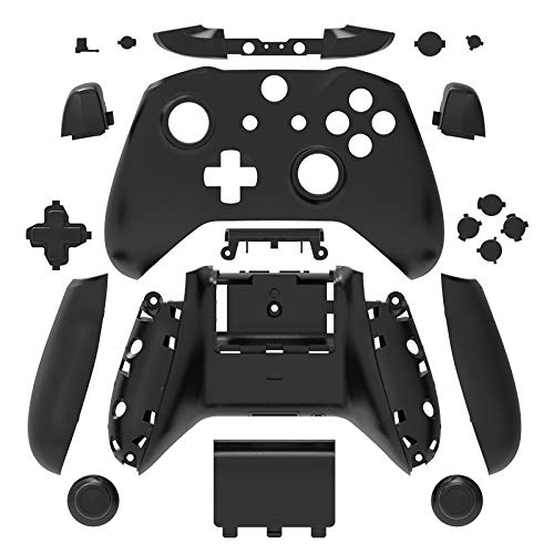 SN-RIGGOR Replacement Housing Full Shell Set Full Buttons Set Faceplates ABXY Buttons RB LB Bumpers for Xbox One S Slim Controller (3.5 mm Headphone Jack) S Controller Repair Parts (Black)