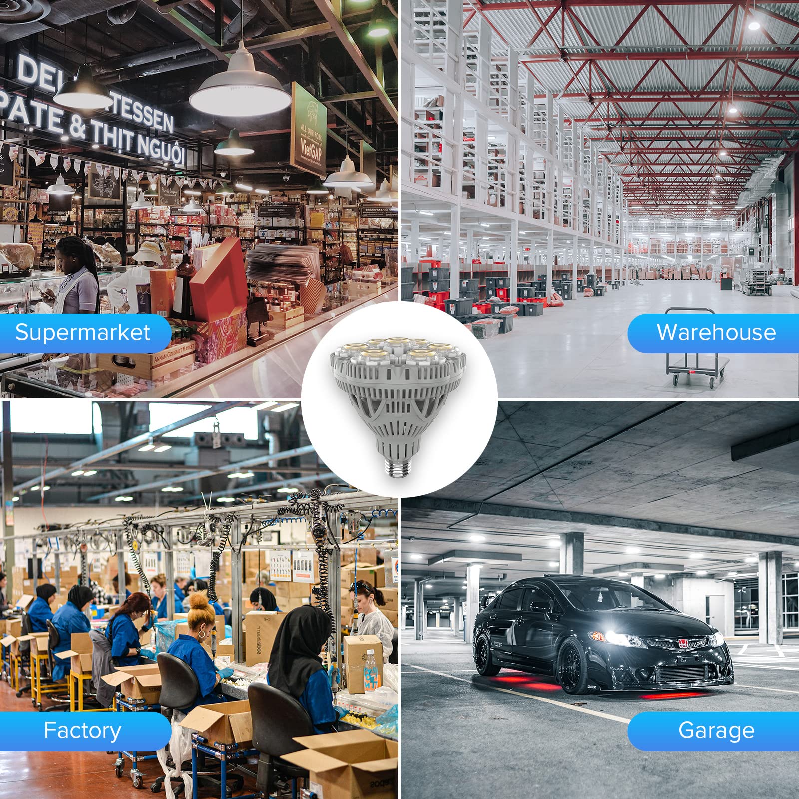SGLEDs BR30 Light Bulb 350 Watt Equivalent 40W Super Bright Led Light Bulb E26 Base 5000K Daylight, 25000 Lifetime Hours for Garage,Warehouse,Workshop