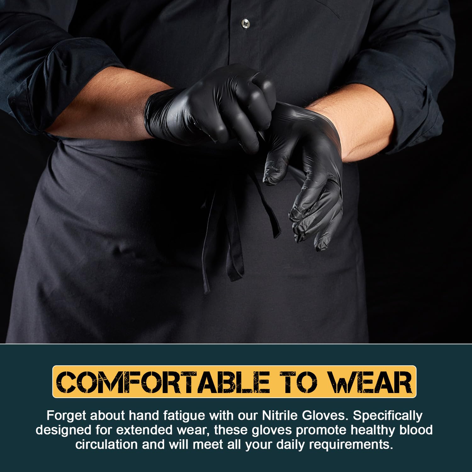 Pro Work Guide Black Nitrile Disposable Gloves 8 Mil, Latex & Powder Free, Full Textured Grip, Chemical Resistance (Extra Large)