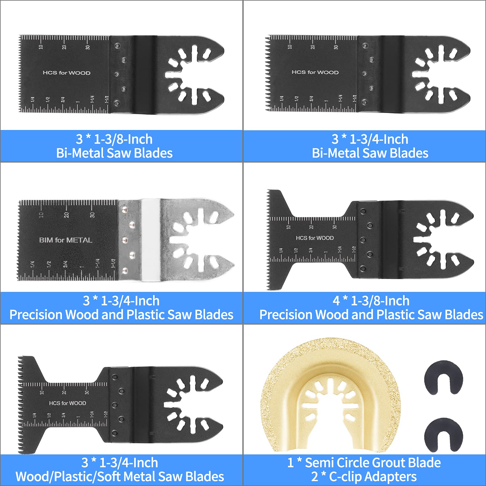 Oscillating Tool Blades, Kmeivol 23 Universal Metal Wood Multitool Blades Compatible with Fein Multimaster Porter Cable Black & Decker Bosch Craftsman Ridgid Ryobi Makita Milwaukee Rockwell
