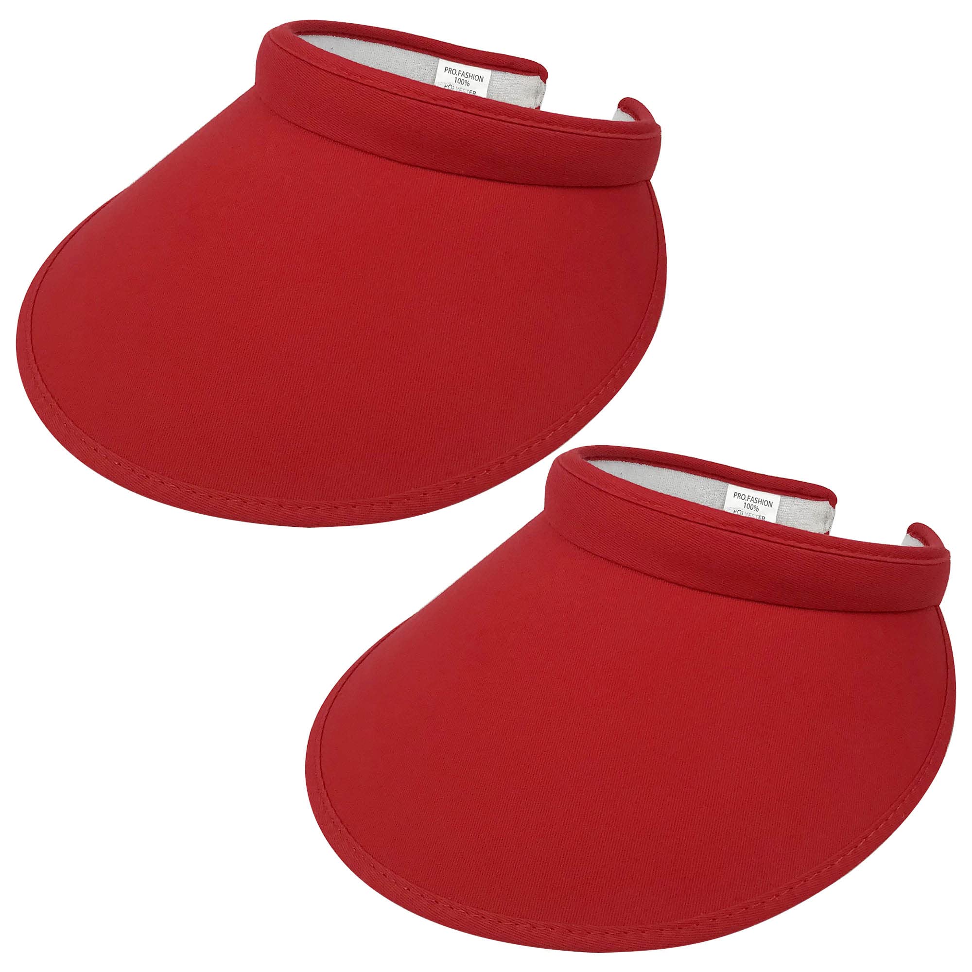 Visors Womens Men Sports Sun Hat Uv Protection Adjustable Slip On Cap Wide Brim Summer Beach Golf 2 Pack Cloth Visors (Red)