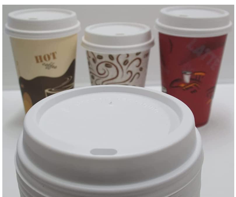 White Dome Lid for 10-24 Oz PAPER HOT CUPS, and 12-16 oz. PERFECTOUCH CUPS - Disposable Coffee Cup lid, Plastic Travel Dome Lids [100 pc,