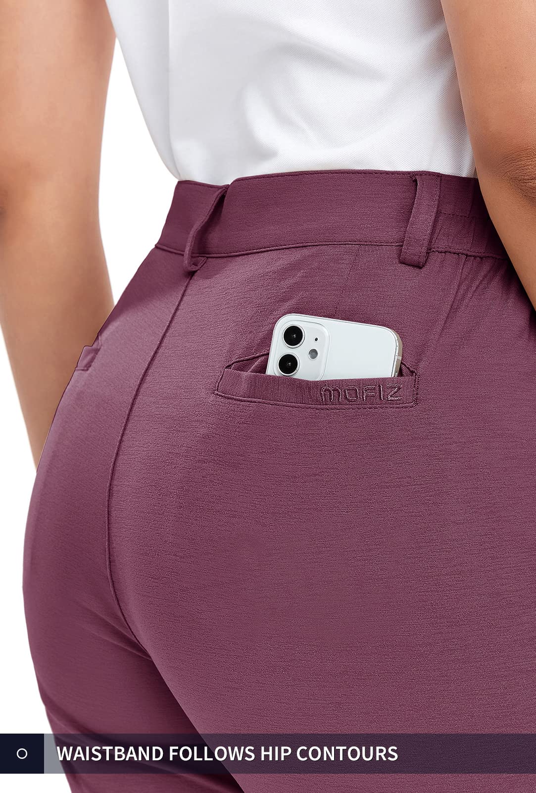 Womens Capri Golf Pants Casual Ladies Capris Stretch Work Office Dress Pants Business Elastic Waist Golf Apparel Lightweitht with Pocket Red