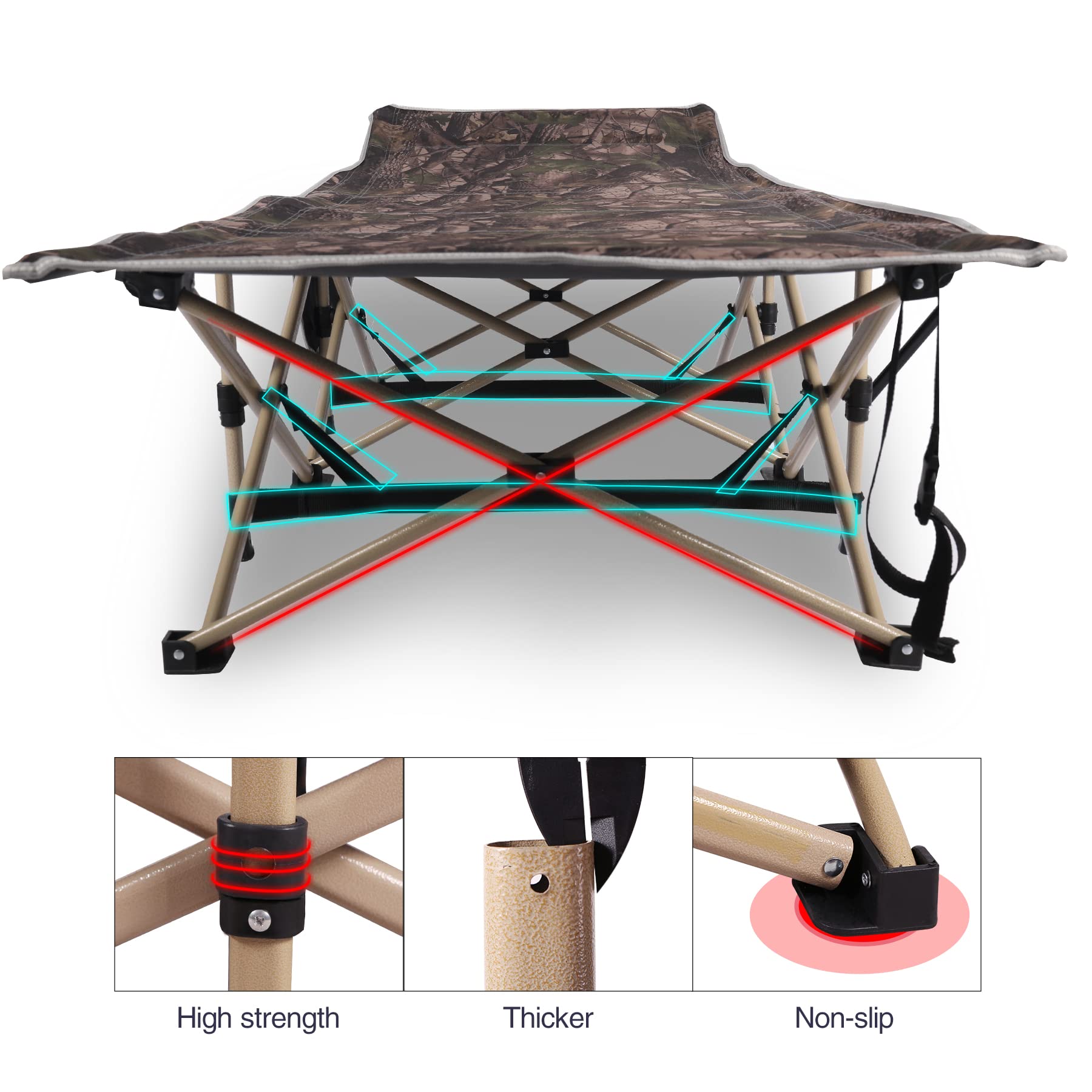 REDCAMP Folding Camping Cots for Adults Heavy Duty, 28" Extra Wide Sturdy Portable Sleeping Cot for Camp Office Use, Blue