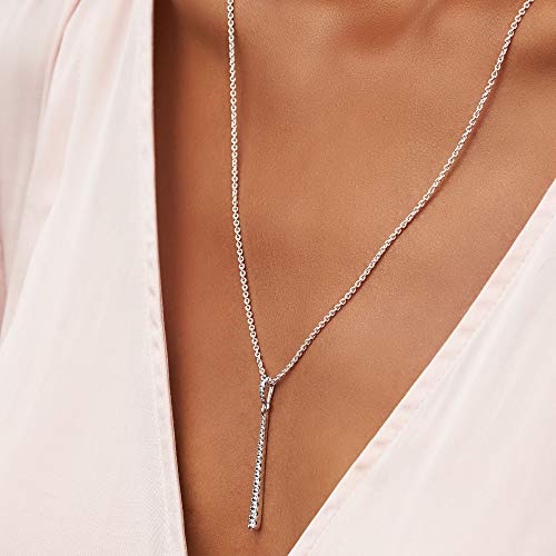Pandora Sparkling Stones Necklace - Sleek Statement Necklace - Great Gift for Her - Sterling Silver & Cubic Zirconia - 23.6", No Gift Box