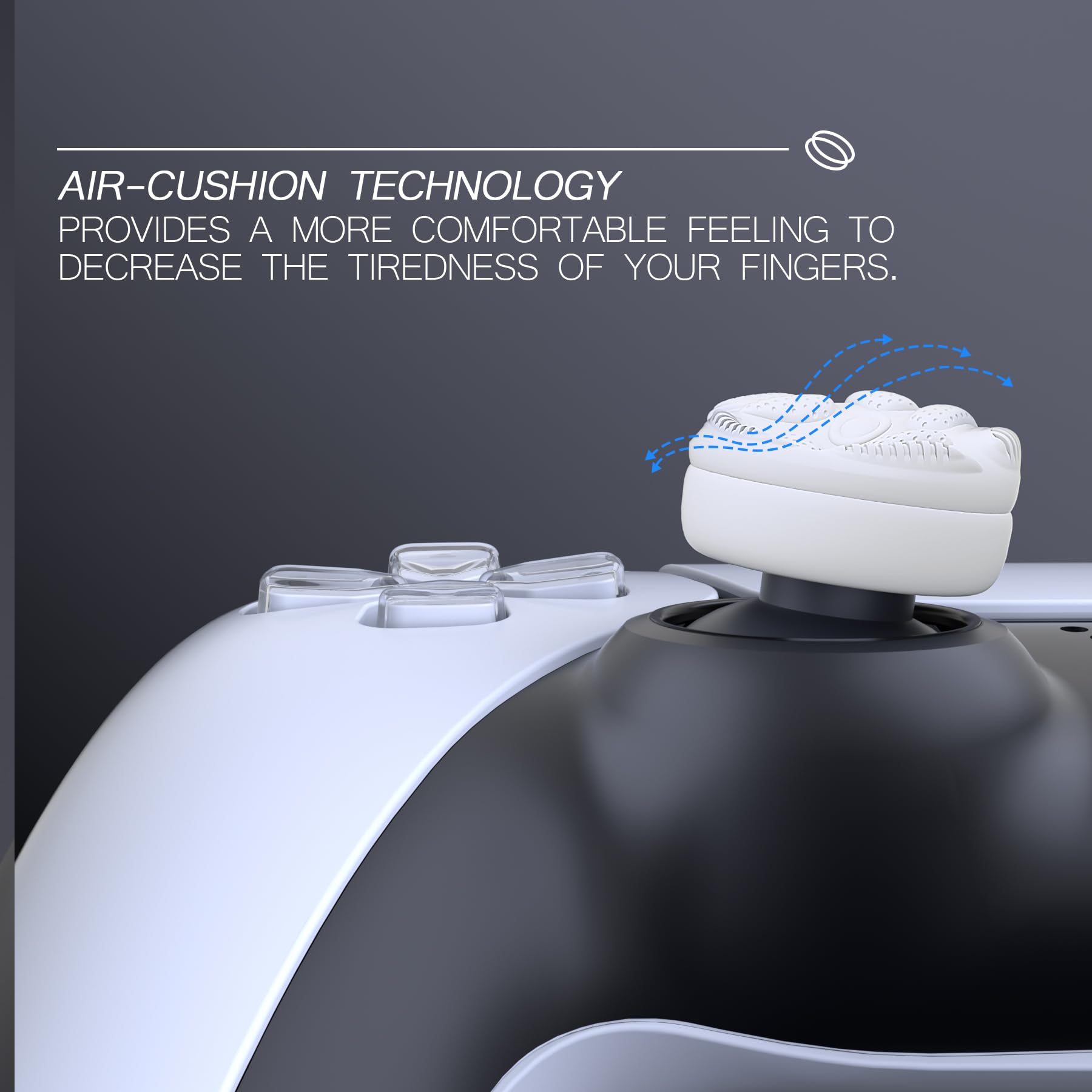 PlayVital Thumbs Cushion Caps Thumb Grips for ps5/4, Thumbstick Grip Cover for Xbox Series X/S, Thumb Grip Caps for Xbox One, Elite Series 2, for Switch Pro Controller - Raindrop Texture Design White