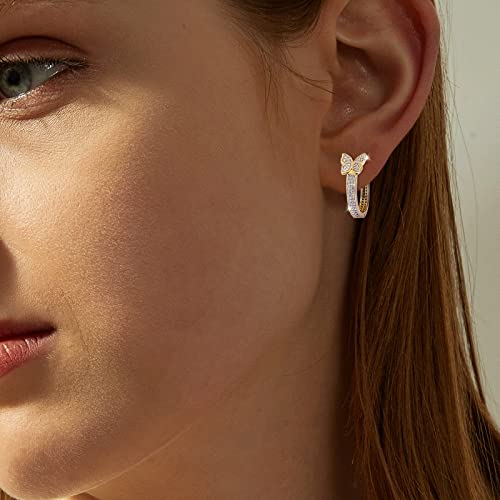 Richapex Women's Small Gold Butterfly Hoop Earrings, Hypoallergenic, Dainty, Lightweight, Easy to Wear