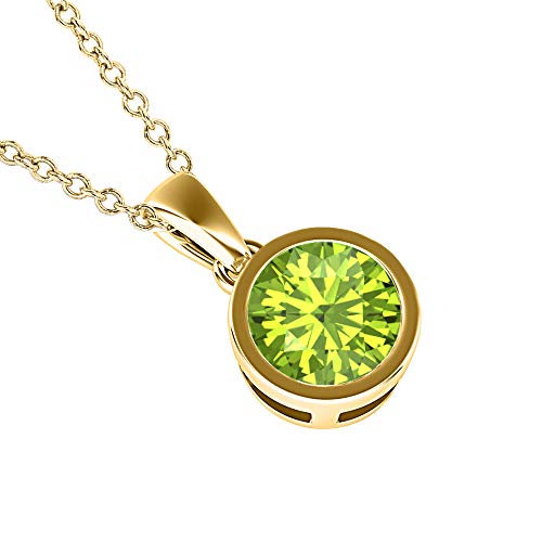 SVC-JEWELS 8mm 4.00Ctw Round Cut Created Peridot 14k Yellow Gold Plated Bezel Set Cross Pendant for Women's
