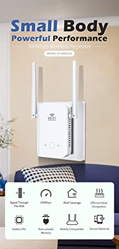 WiFi Range Extender Signal Booster up to 4000sq.ft and 30 Devices, Internet Extender Booster, WiFi Repeater Amplifier with Ethernet Port,2 Antennas 360° Full Coverage