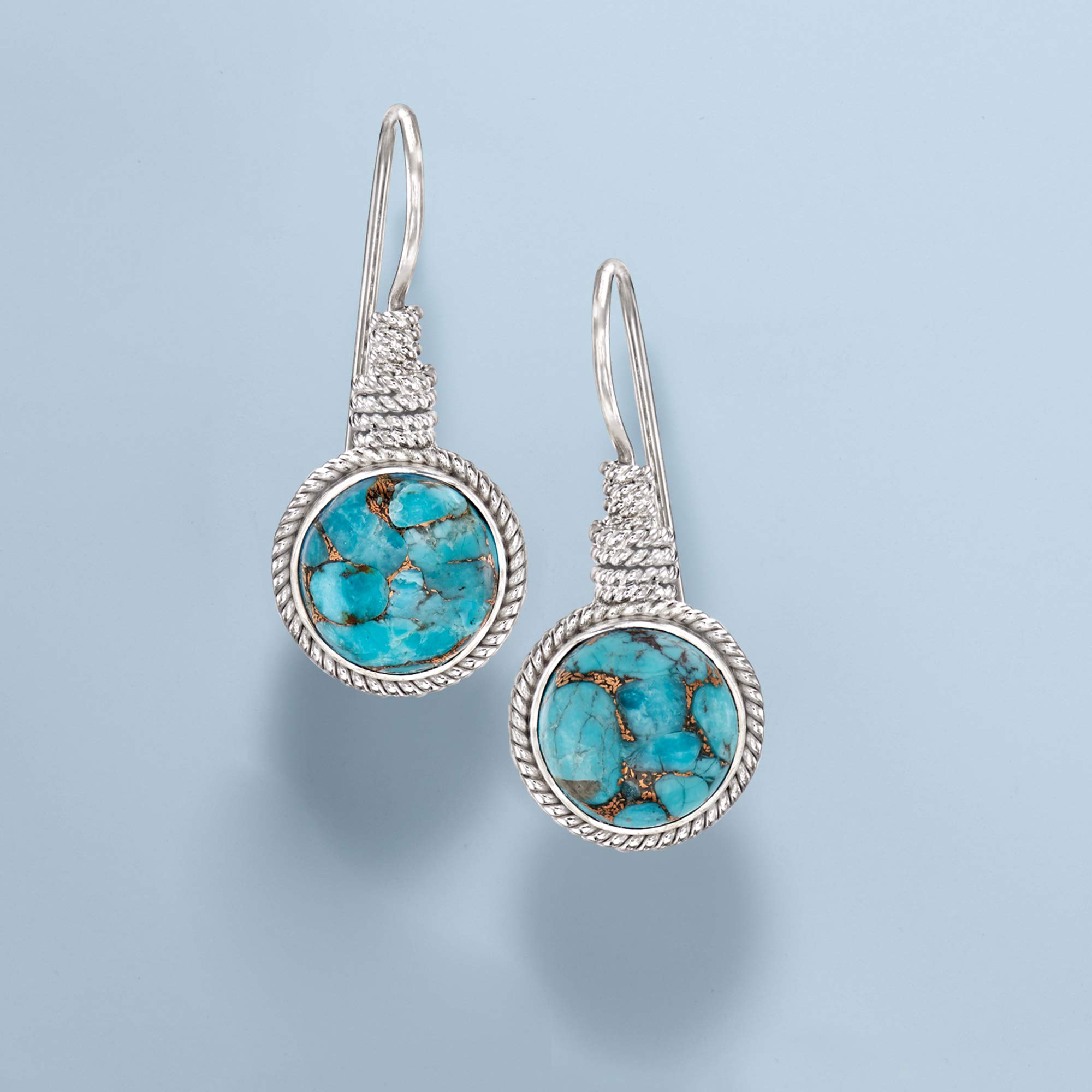 Ross-Simons Turquoise Roped Drop Earrings in Sterling Silver