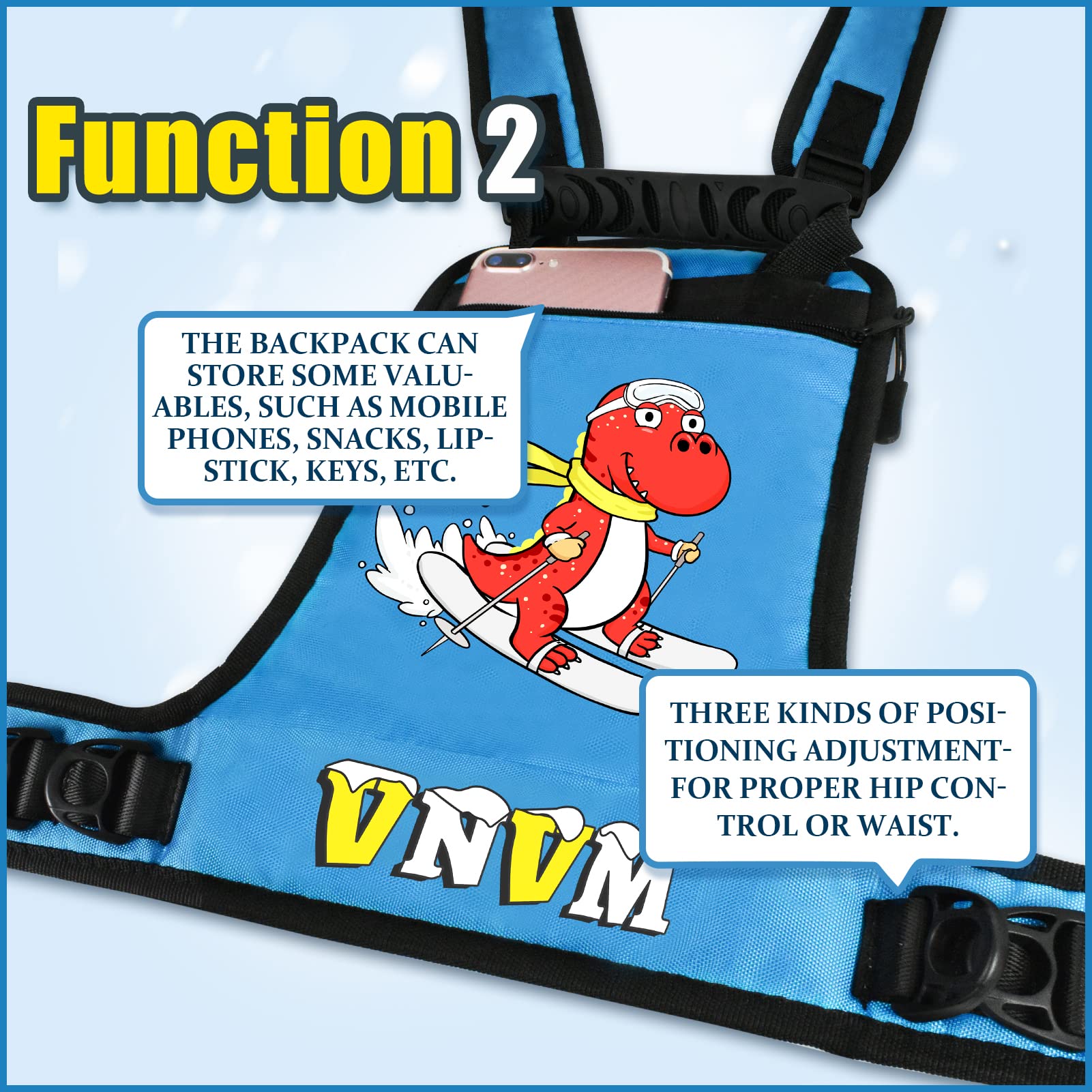 VNVM Ski Harness Trainer for Kids, Kids Ski and Snowboard Harness Trainer Premium Skiing Training Harness Prepares Kids Toddler to Handle The Slopes - Speed Control Teaching - Perfect for Beginners