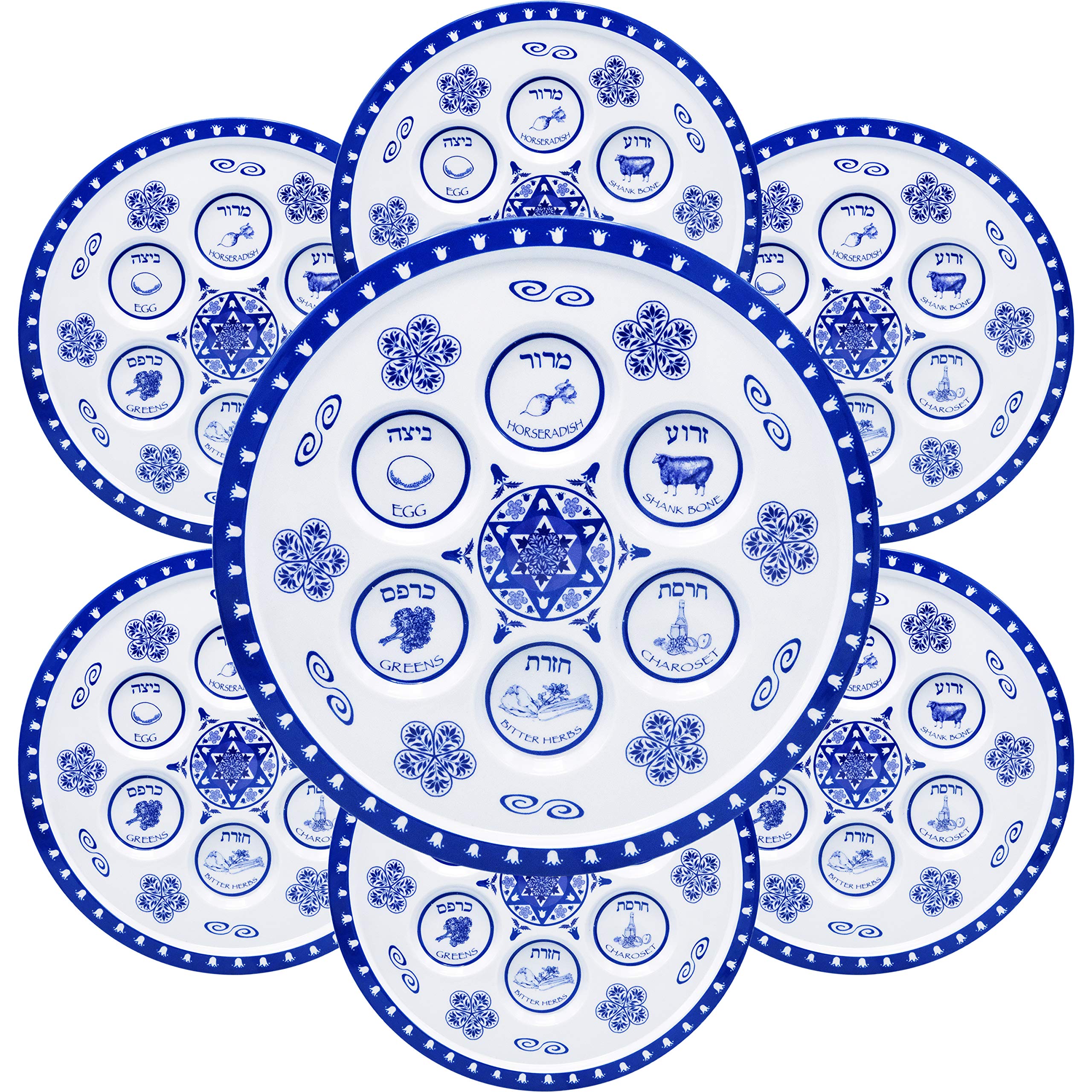 The Dreidel Company Seder Plate Passover Plate Melamine Renaissance Design Passover Seder Plates, Traditional Judaica Passover Kaarah For Pesach (40-Pack)