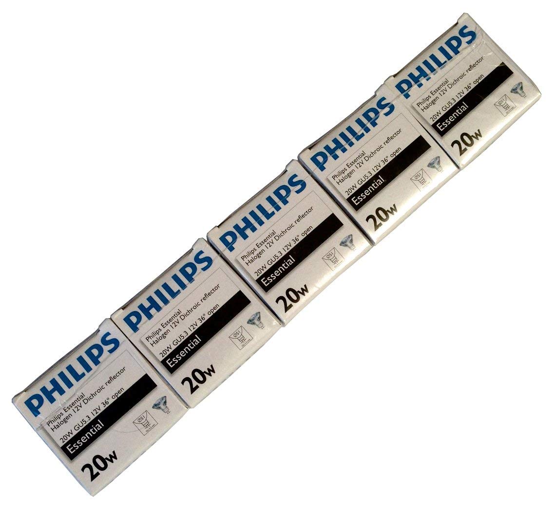 Philips Halogen Light Bulbs/Landscape Indoor or Outdoor Flood/Dimmable 20w Mr16 12v 2 Pin 36 Angle Gu5.3 Base - Pack of 10 Bundle with Storage Bag