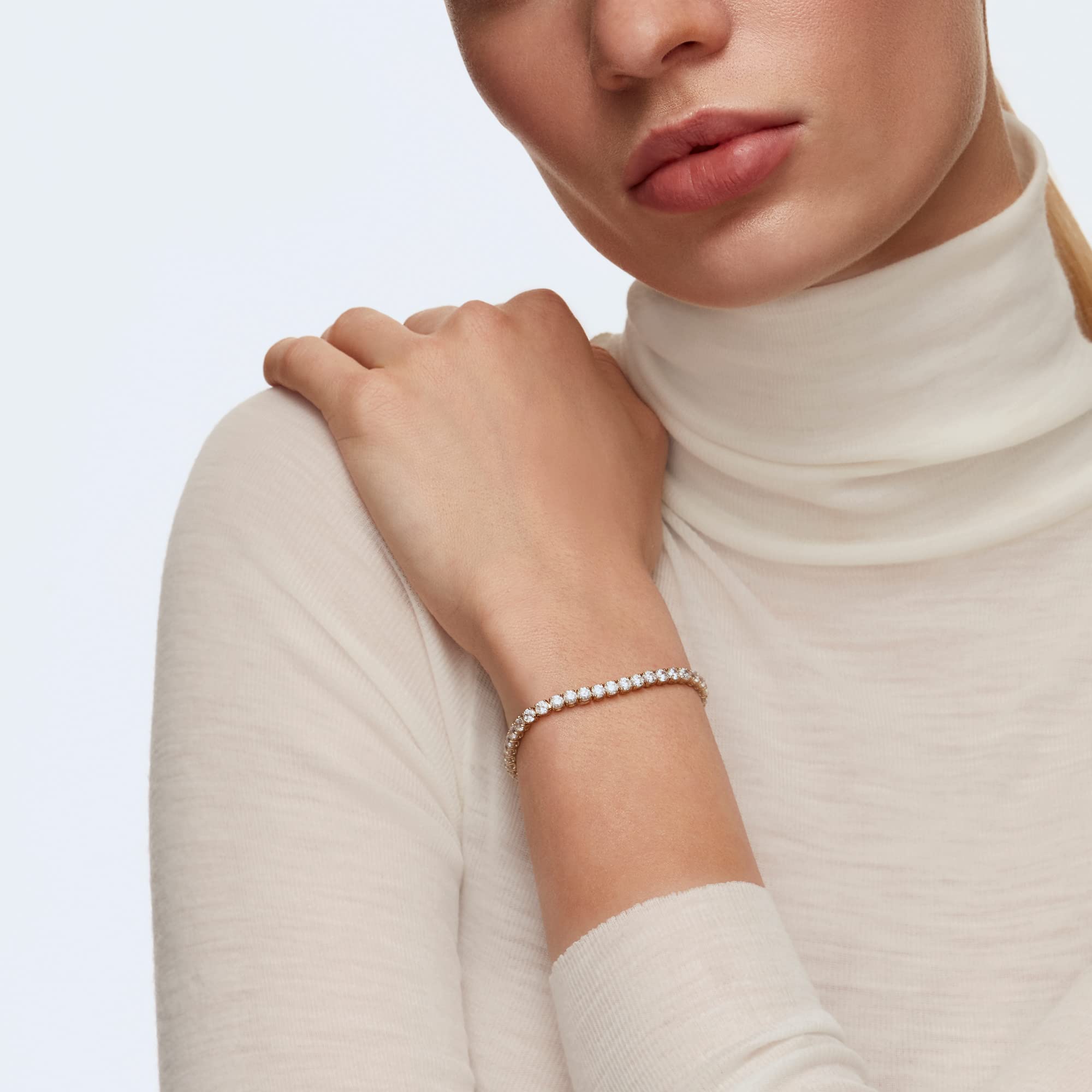 SWAROVSKI Crystal Deluxe White Round Gold-Tone Tennis Bracelet