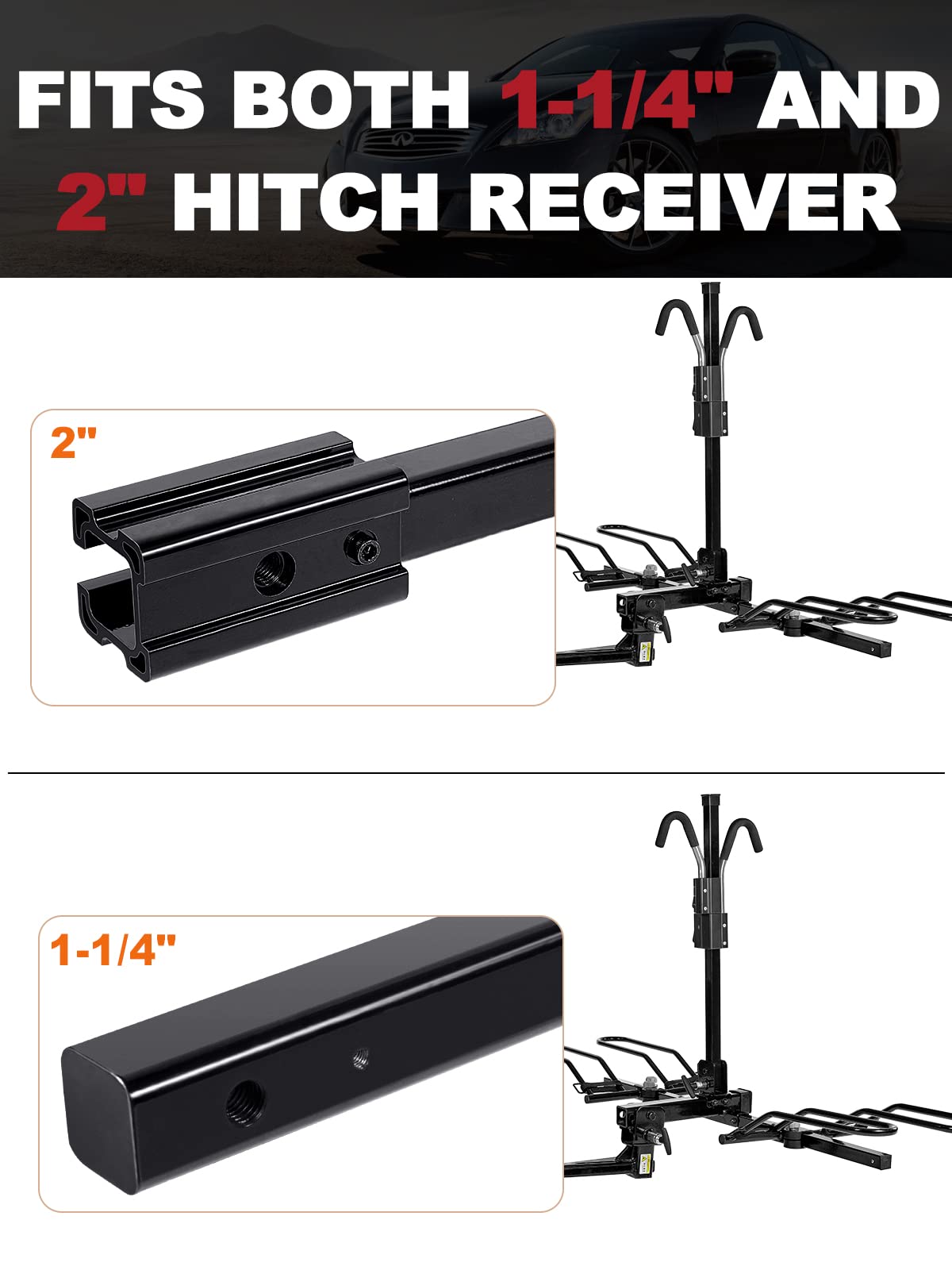 SIMETU&HS Bike Rack Carrier for Car Truck SUV,132 lbs Heavy Weight Capacity - Tray Style Smart Tilting Design (2-Bike Carrier)