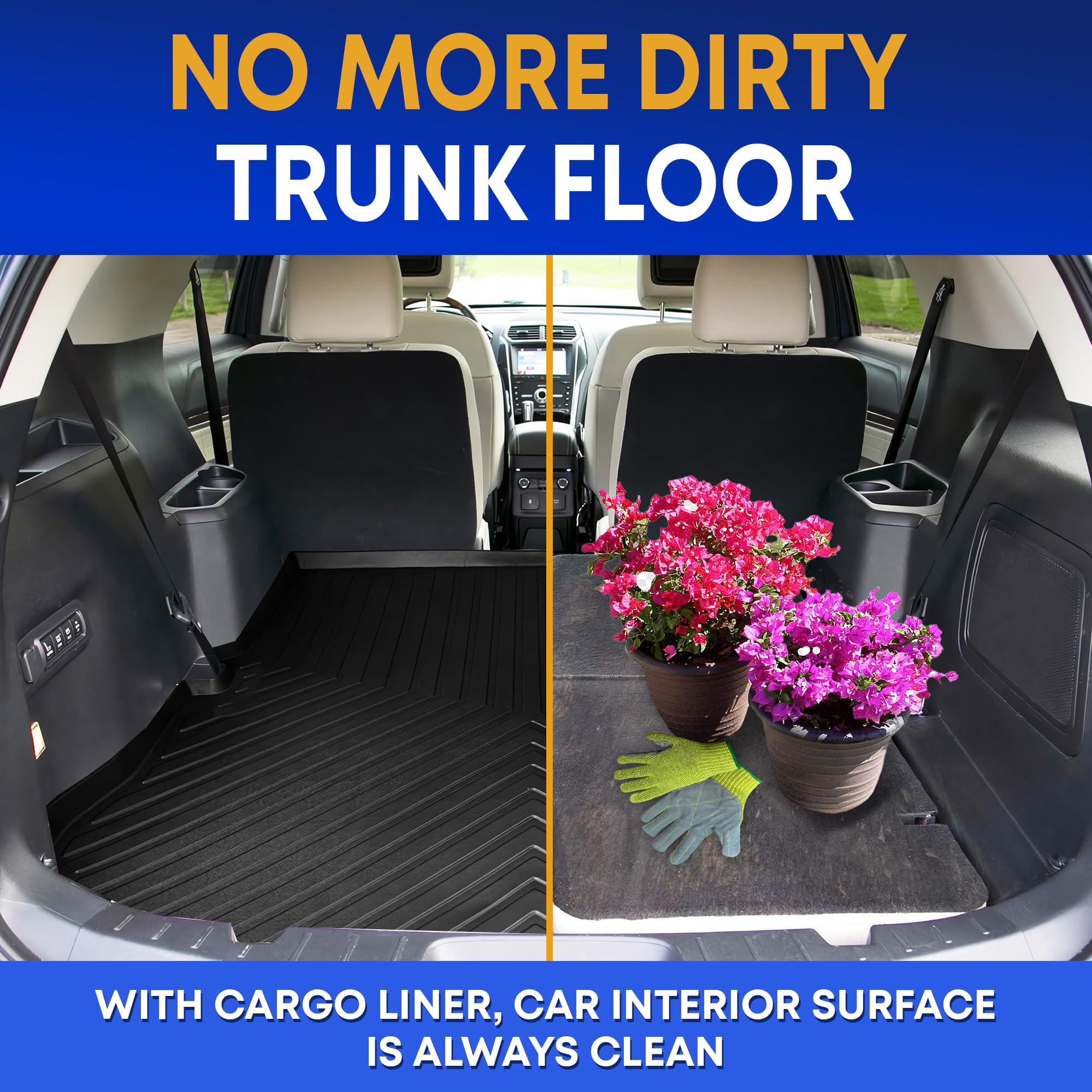 Premium Cargo Liner for Ford Explorer 2011-2019 - 100% Protection - Custom Fit Car Trunk Mat - Easy-to-Wash & All-Season Black Cargo Mat - 3D Shaped Laser Measured Trunk Liners for Ford Explorer