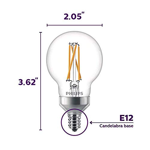 Philips LED Classic Glass Dimmable G16.5 Light Bulb: 350-Lumen, 2700-Kelvin, 3.8 Watt, E12 Base, Warm Glow, 8-Pack