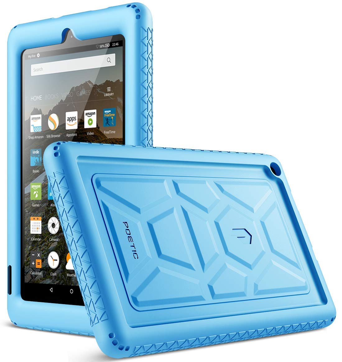 Poetic TurtleSkin Case Designed for All-New Fire 7 (9th Gen, 2019 Release), Heavy Duty Shockproof Kids Friendly Silicone Protective Case Cover, Corner Protection, Sound-Amplification Feature, Black