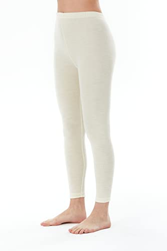 WoolCo. Merino Wool Base Layer Pants for Women | Bottom Underwear, Lightweight Long Johns 185 Thermal Thin Wool Leggings (Medium, Natural/Cream)