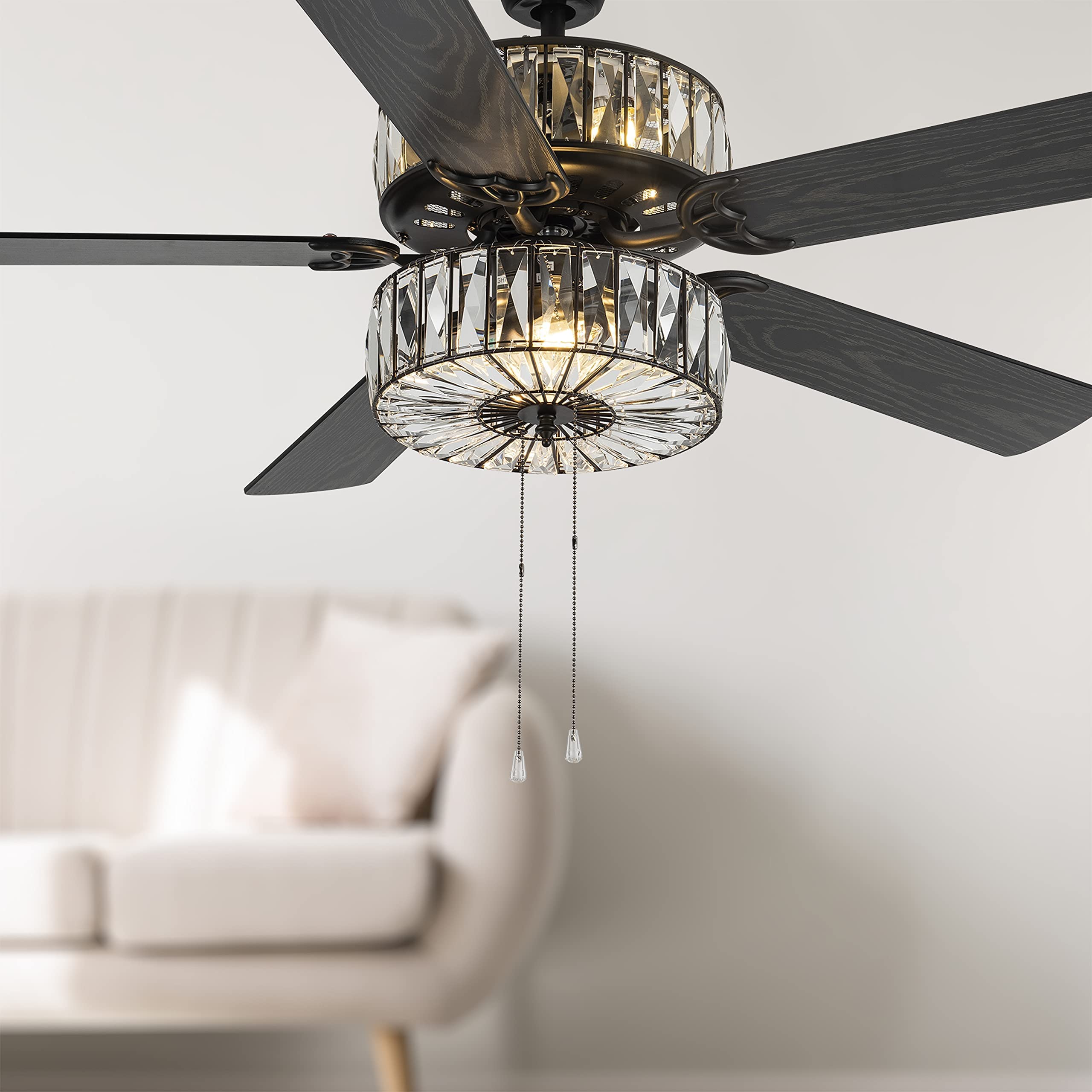 RIVER OF GOODS Glam 52 Inch Width Double-Lit LED Ceiling Fan, Clear