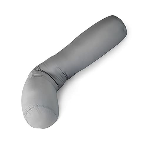 Squishy Deluxe Microbead Body Pillow with Silky Removable Cover, Extremely Huggable, Full Body Support, Keeps Spine in Proper Alignment, Doubles As a Pregnancy & Nursing Pillow, 47 X 7β, Grey