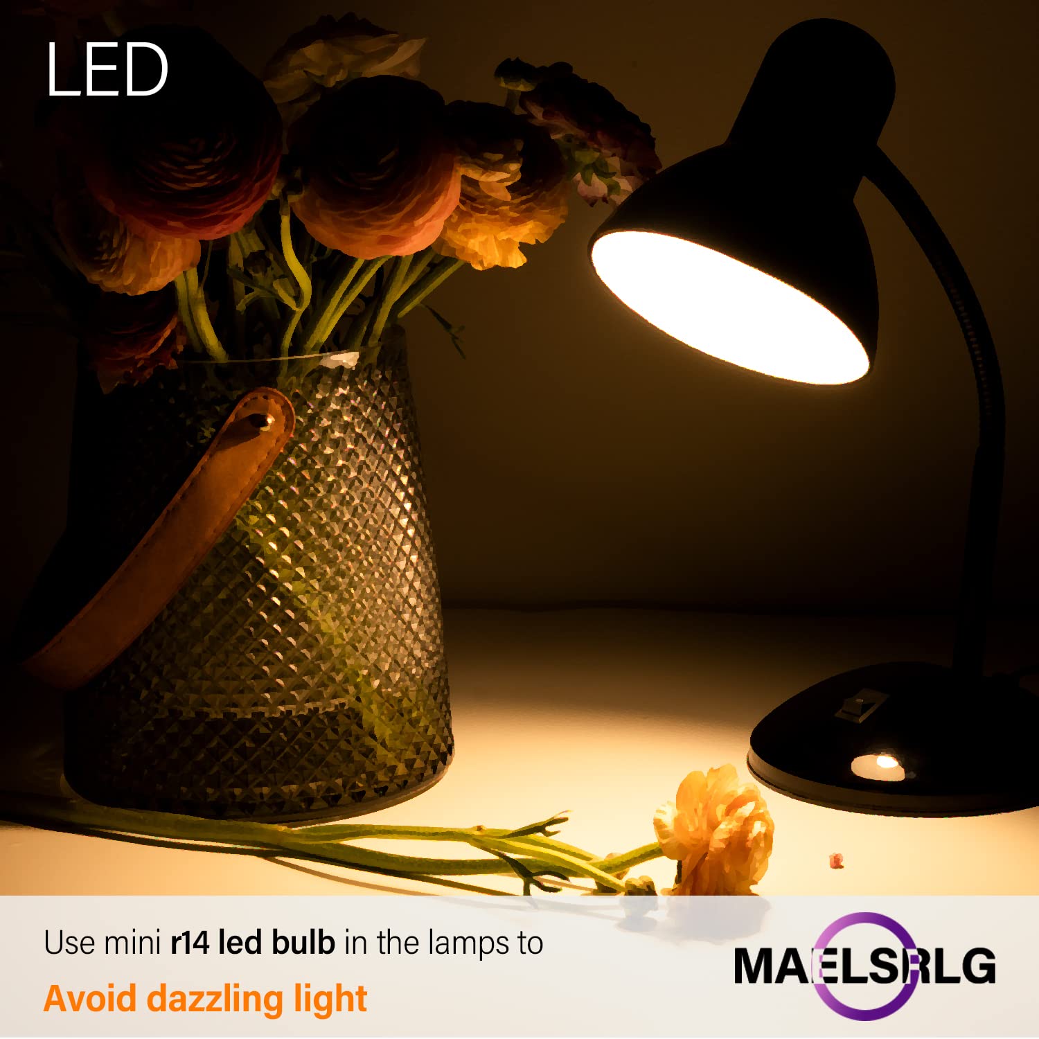R14 LED Bulb, Mini Reflector Floodlight Light Bulbs, 40W Equivalent, 5000K Daylight, Flicker-Free, 3W 300 Lumens, Non-Dimmable, E26 Base, Pack of 6 - Curio Cabinet Light Bulb, Short Light Bulbs