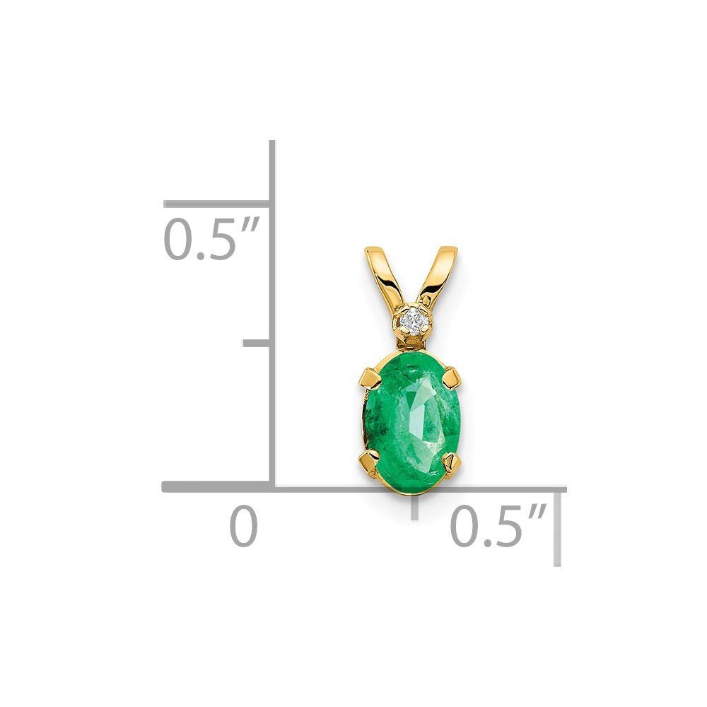 Roy Rose Jewelry 14K Yellow Gold Diamond & 1/2-Carat Oval Emerald Birthstone Pendant