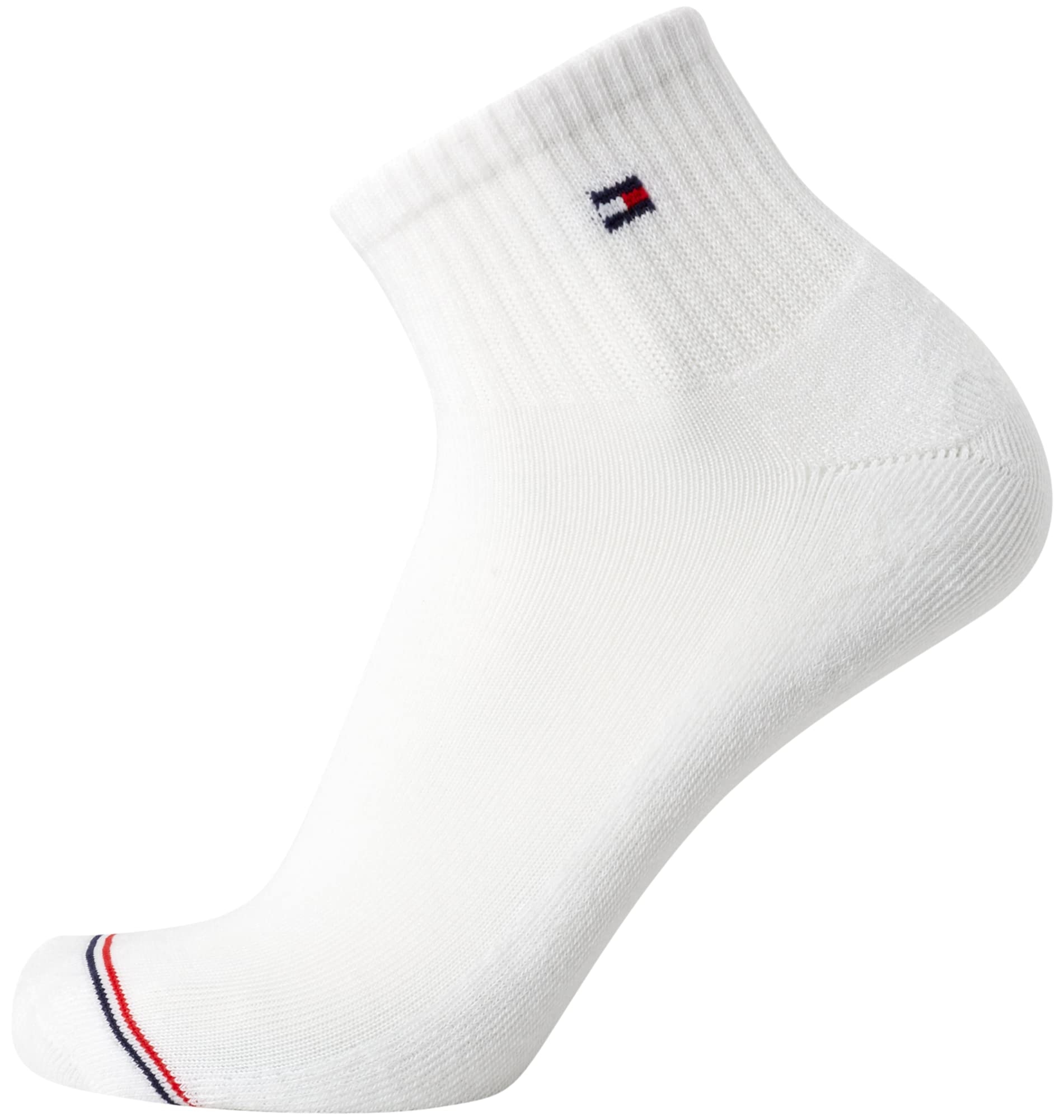 Tommy Hilfiger Men's Quarter Socks - 12 Pack Soft Cushion Athletic Ankle Socks for Men - Breathable Men's Sports Socks, Size 7-12, Solid White