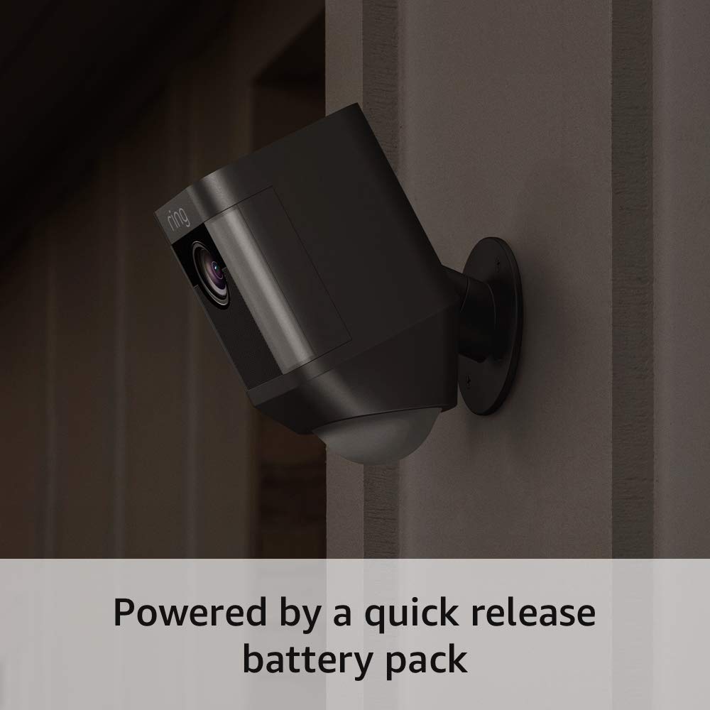 Ring Spotlight Cam Battery HD Security Camera with Built Two-Way Talk and a Siren Alarm, Black, Works with Alexa - 2-Pack