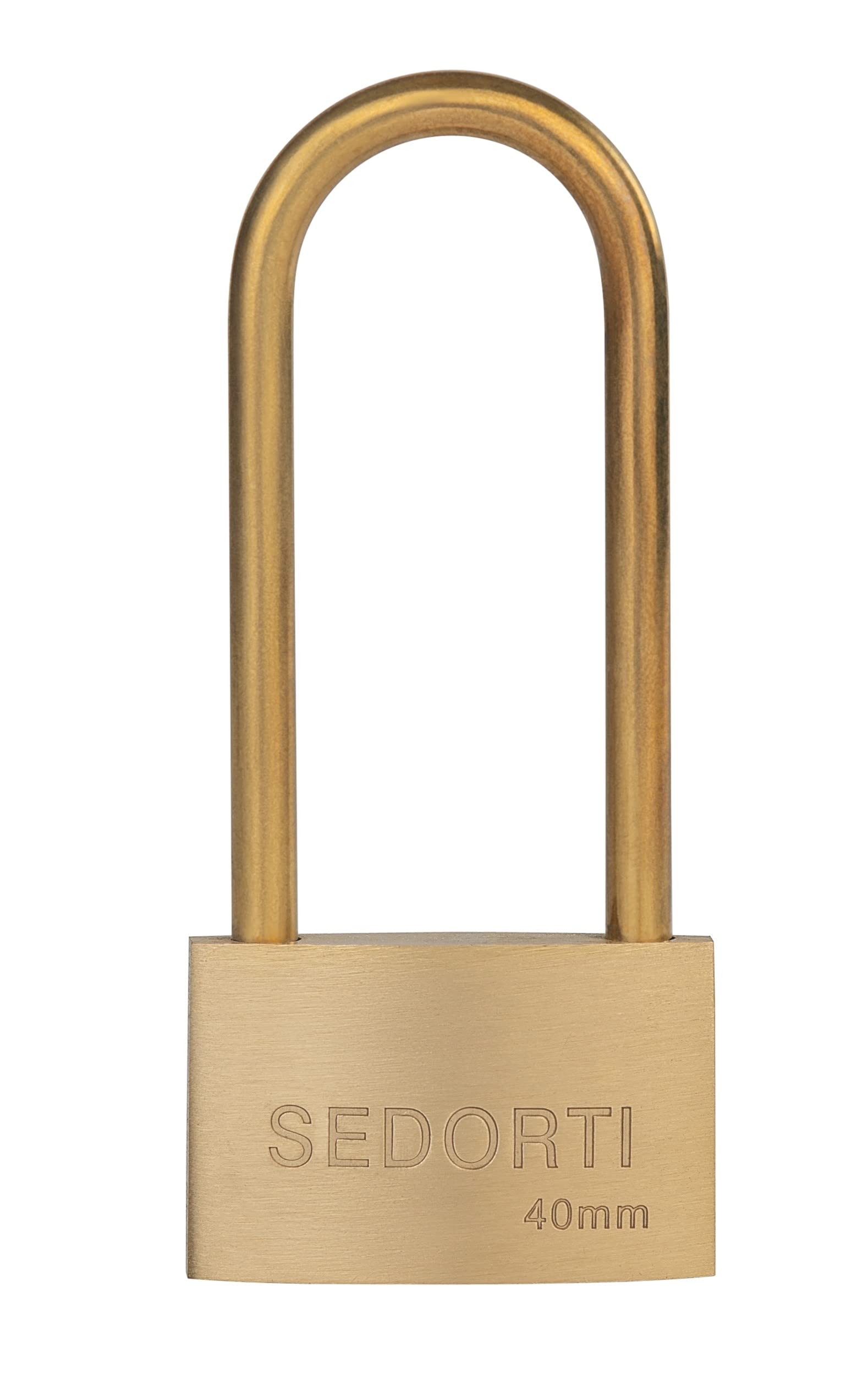 SEDORTI Weather Proof Lock, Solid Brass Padlock with Brass Long Shackle, 1-1/2" Wide, Marine Padlock