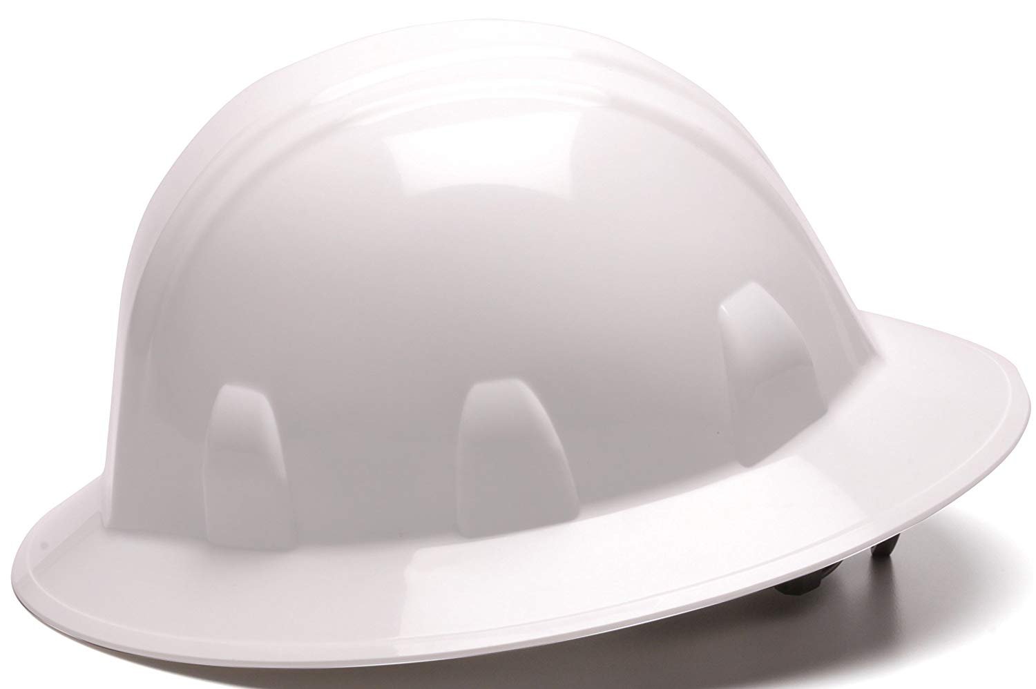 Pyramex HP24110 Full Brim Hard Hat 4 Point Ratchet Suspension - White, 12 Count