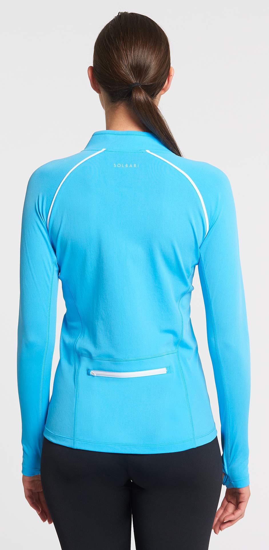 Solbari UPF 50+ Women's Sun Protection Full Zip Top Swimwear & Resort Collection - X-Small - Navy - UV Protection, Sun Protective