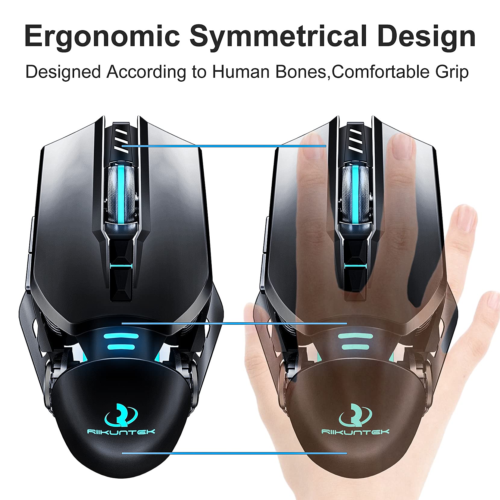Wired Gaming Mouse, RIIKUNTEK Computer USB Mice with Ergonomic Design, 6 Adjustable DPI (up to 6400 DPI), RGB Breathing Light, 7 Programmable Buttons, Gamer Mouse for Laptop PC Windows Desktop Black