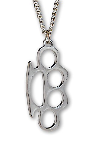 Real Metal Replica “Knucks Charm” Polished Silver Finish Pendant Necklace Twenty Inch Chain