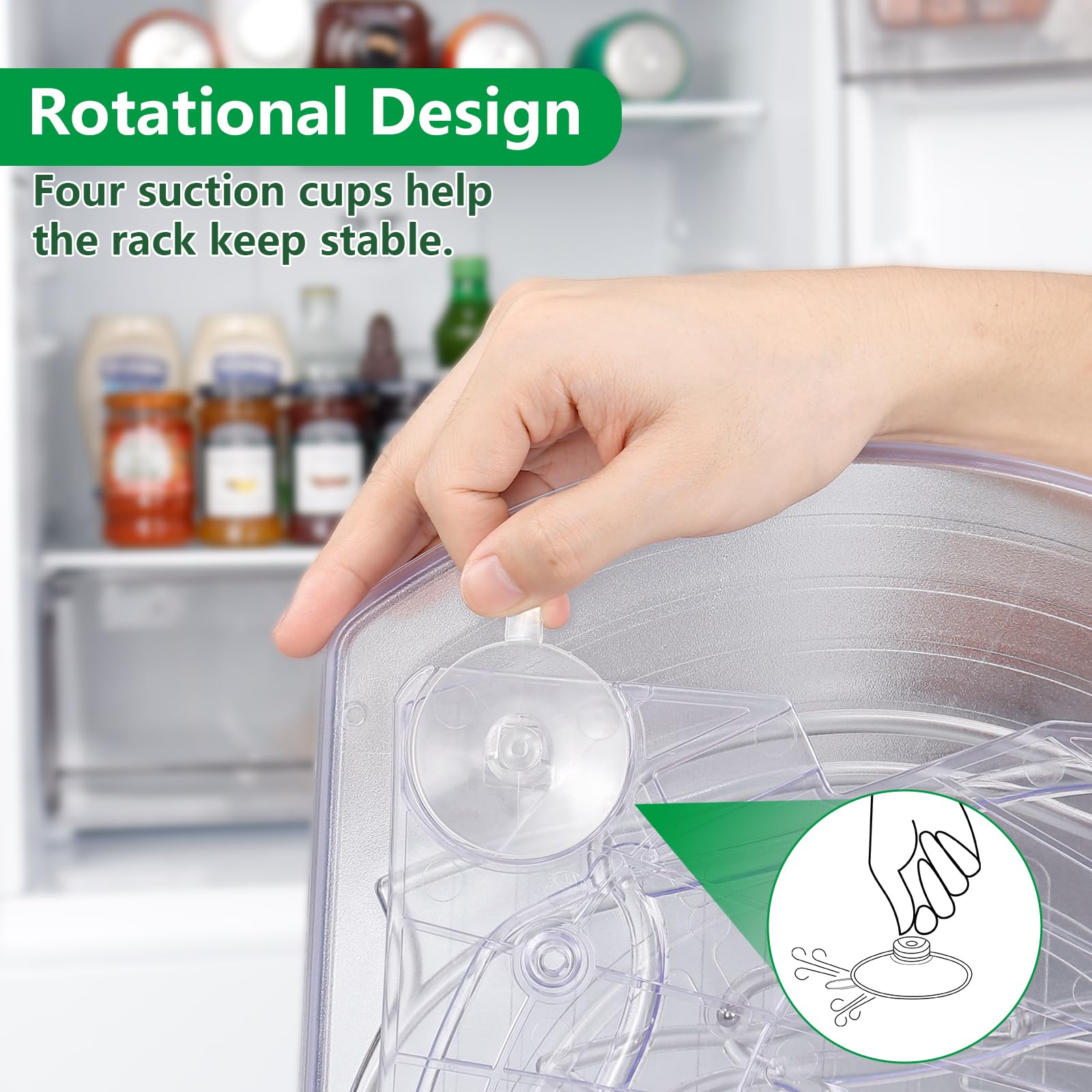 Rectangular Lazy Susan for Fridge, Clear Turntable Lazy Susan Organizer, Square Lazy Susan for Refrigerator Cabinet Kitchen Countertop to Store Condiments Beverages