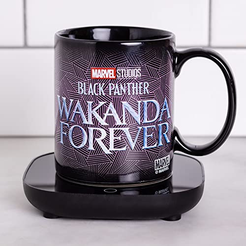 Uncanny Brands Black Panther Wakanda Forever Mug Warmer with Mug β Keeps Your Favorite Beverage Warm - Auto Shut On/Off