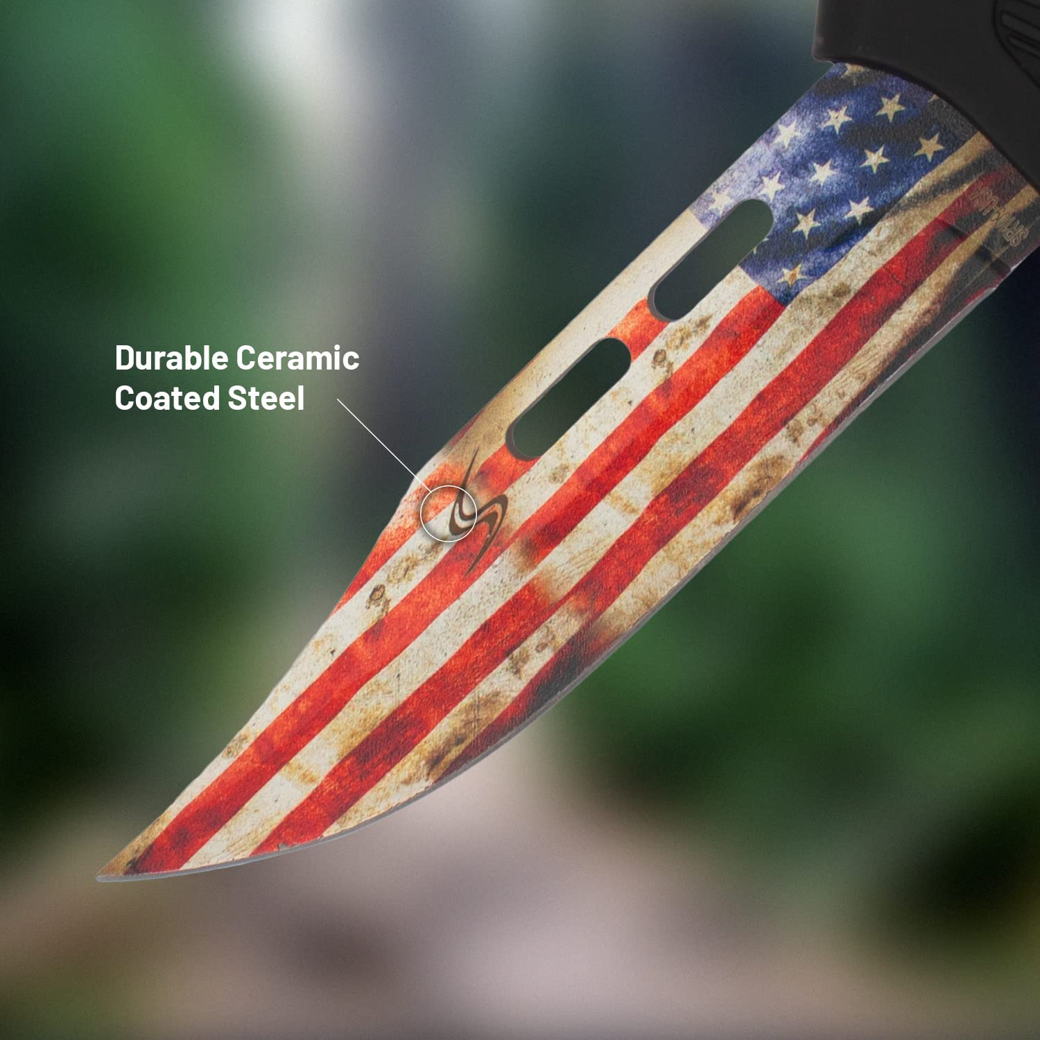 Steel River SR109 Colossal Fixed Blade Knife with Sheath | Utility Knife for Camping, Hunting, & Fishing | Survival Knife with Rubberized Handle & Leather Sheath (Patriot)