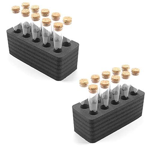 Polar Whale 2 Test Tube Racks Durable Black Foam Storage Holder Organizer Stand Transport Holds 10 Tubes Fits up to 25mm Diameter