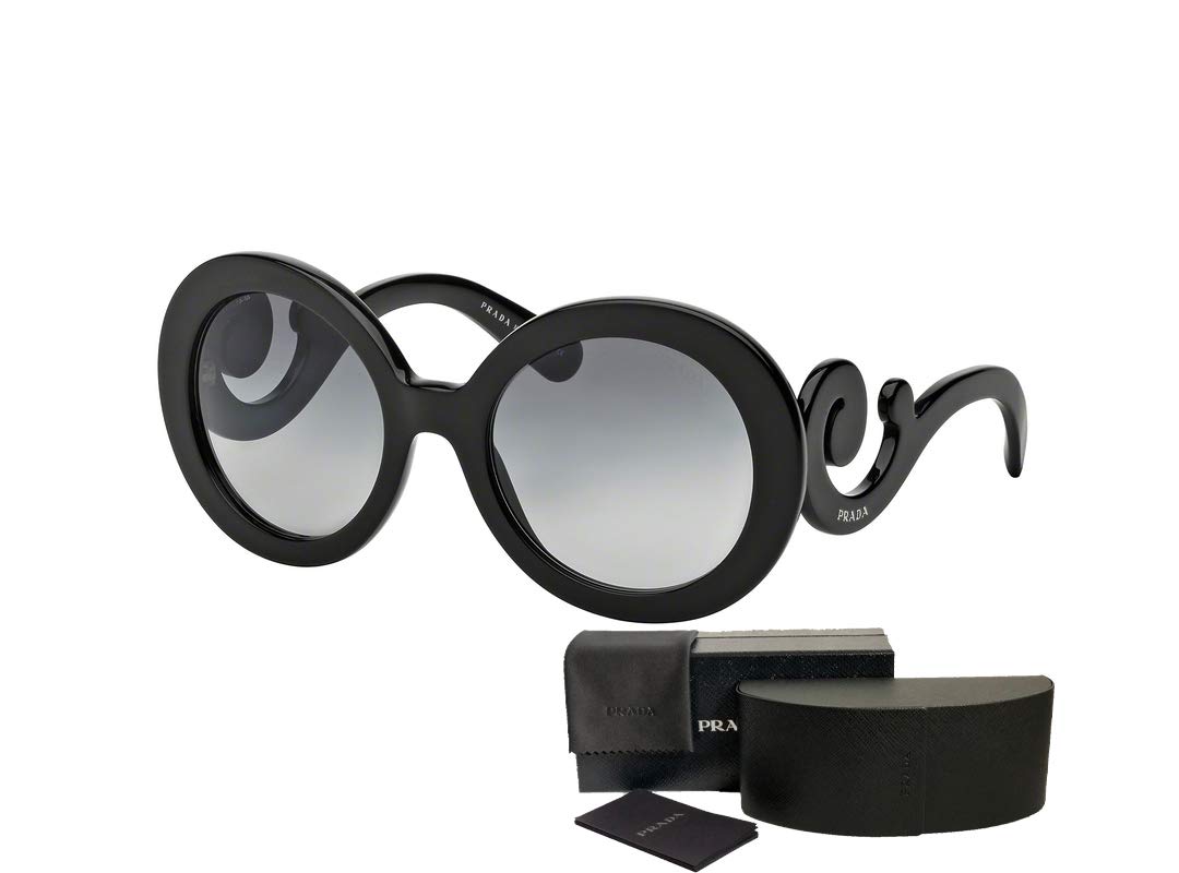 Prada PR27NS CATWALK 1AB3M1 55M Black/Grey Gradient Round Sunglasses For Women+ BUNDLE With Designer iWear Eyewear Kit