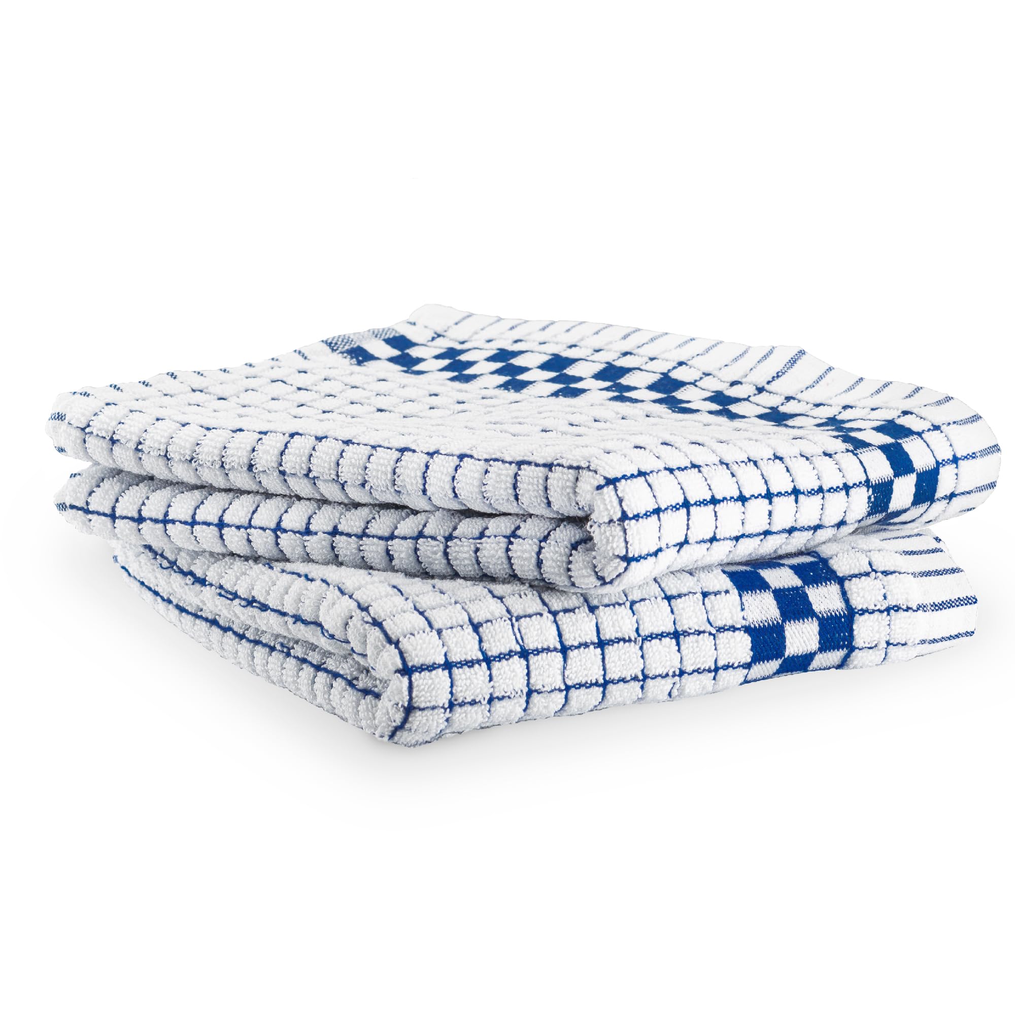XLNT Ultra Absorbent Dish Towels 100% Cotton Plush Loop-Stitch 18x28 inch Durable Dishcloths Kitchen Towel. Set of 2, Blue