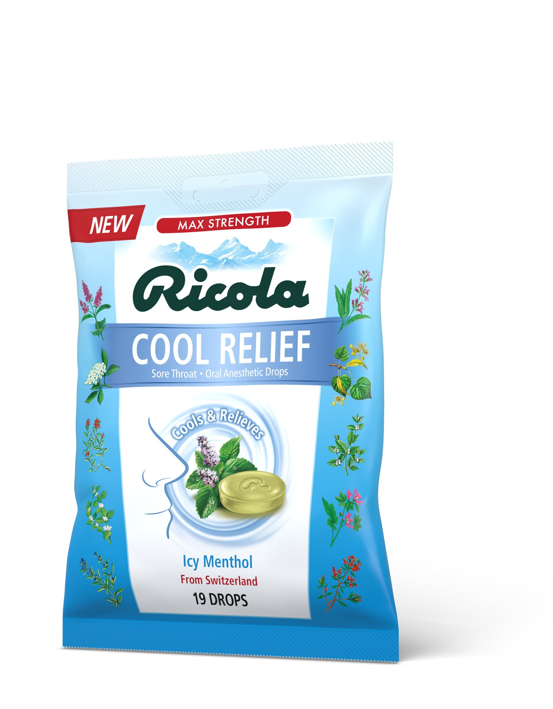 Ricola Cool Relief ICY Menthol Sore Throat Drops, 19 Count